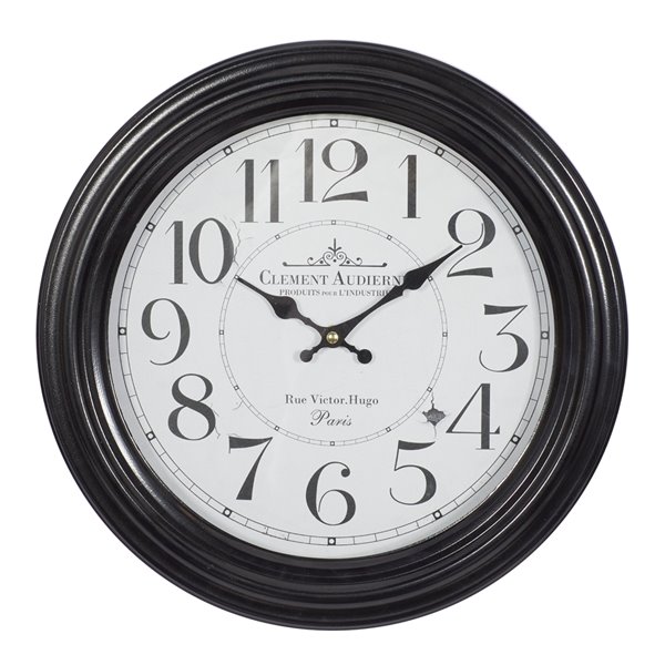 Grayson Lane 14-in x 14-in Analogue Round Wall Standard Clock - Black ...