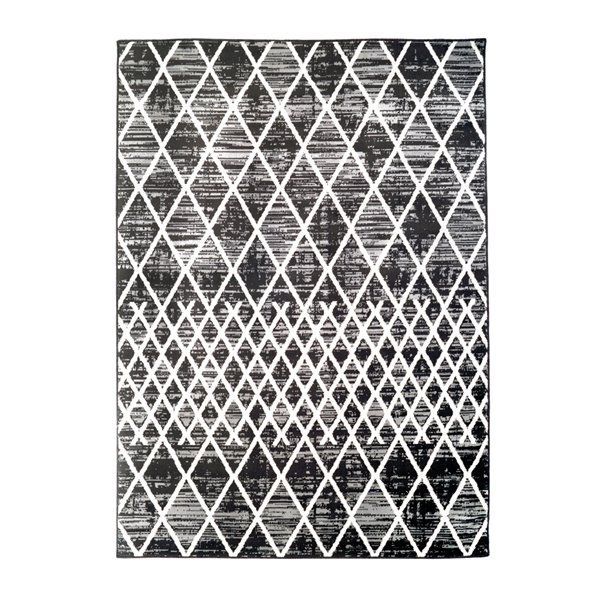 Cam Living Jessie 5-ft x 7-ft Grey Rectangular Geometric Mid-Century ...