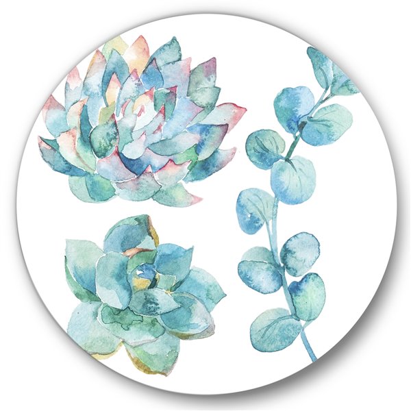 Designart 29-in x 29-in Eucalyptus Leaves and Succulents Traditional ...