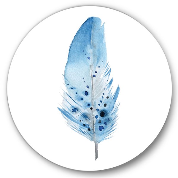 Designart 23-in x 23-in Blue Boho Feathers Bohemian and Eclectic Metal Circle Wall Art MT35325 ...