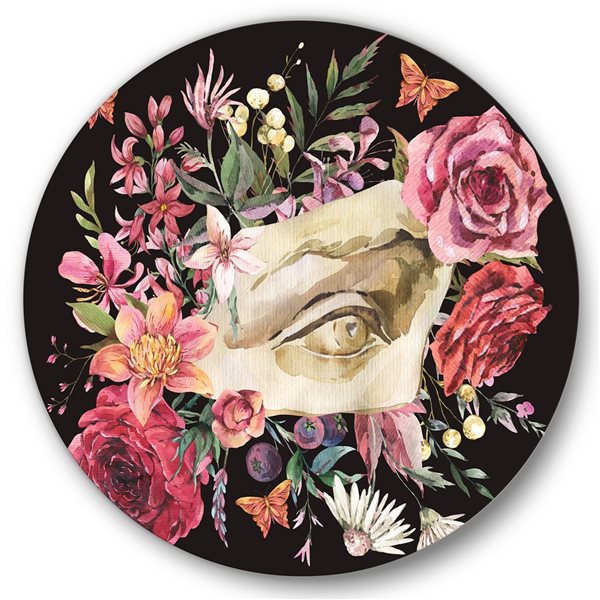 Designart 36-in x 36-in Greek Sculpture David Eye with Dried ...