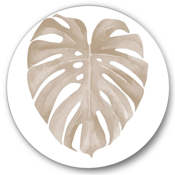Designart 36-in x 36-in Ivory Pastel Monstera Heart Shaped Tropical ...