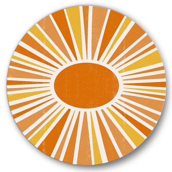 Designart 36-in H x 36-in W Minimalist Bright Shining Orange Sun Rays I ...