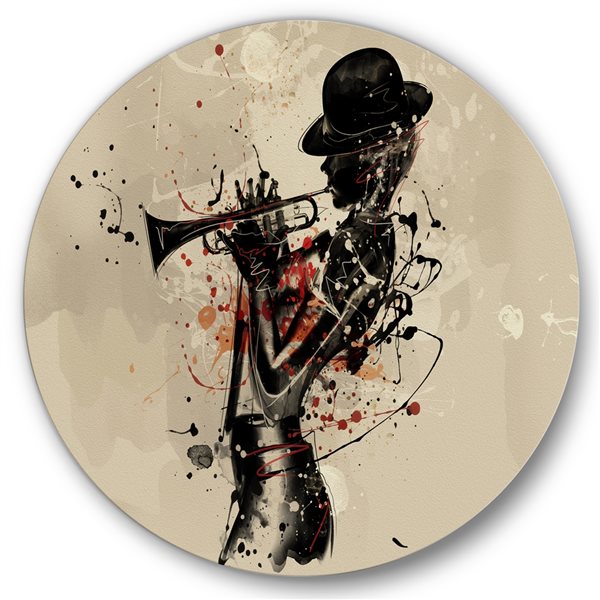 Designart 36-in H x 36-in W Woman Playing Jazz Trumpet - Modern Metal ...