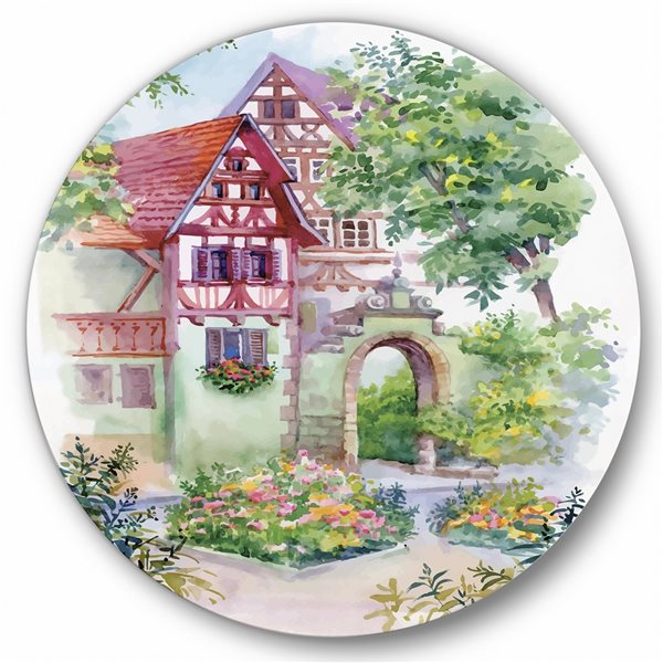 Designart 36-in H x 36-in W Red Rustic House in The Country Side ...