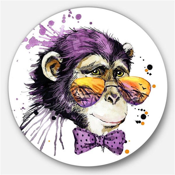 Designart 11-in 11-in Cool Monkey' Animal Kids Metal Circle Wall Arts ...