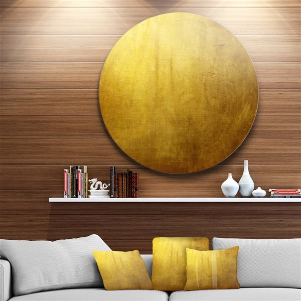 Designart 29-in x 29-in Gold Texture Abstract Circle Metal Wall Art ...