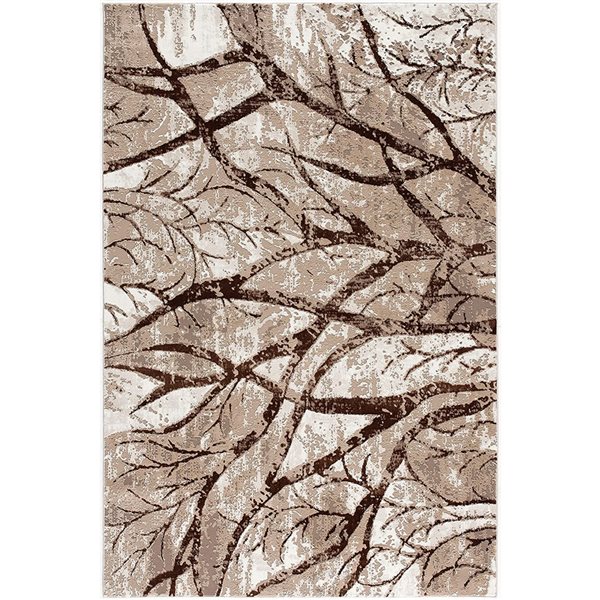Rug Branch Contemporary Abstract Branch Brown Beige Indoor Area Rug ...