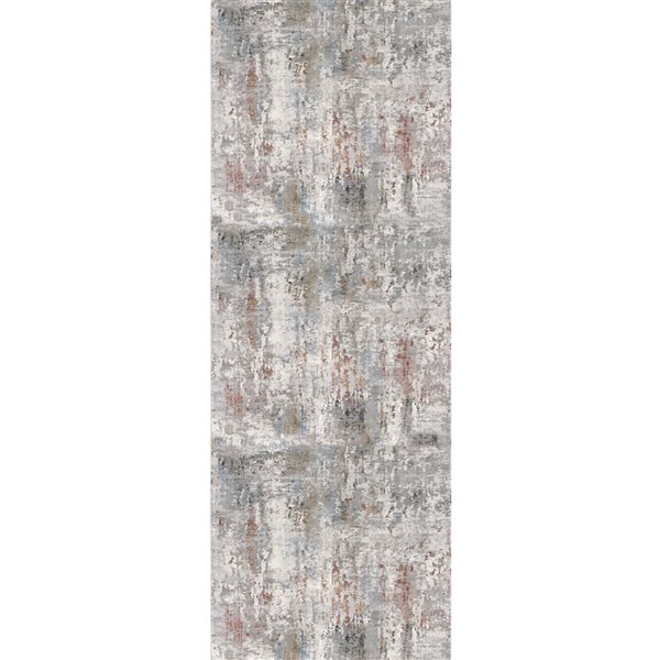 Rug Branch Contemporary Abstract Grey Red Indoor Runner Rug - 2x20 ...