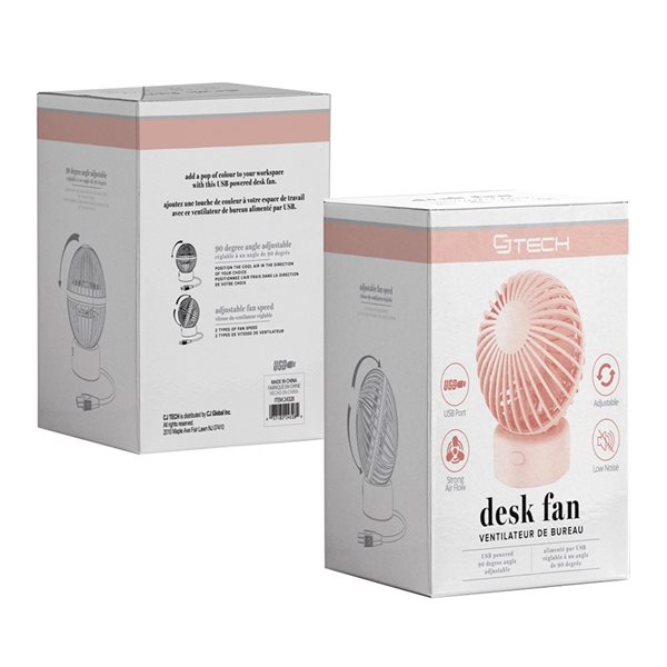 CJ Tech 4.25-in 2-speed Indoor Pink Desk Fan CE24616 | RONA