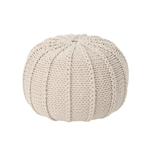 Best Selling Home Decor Corisande Knitted Cotton Pouf, Beige 304440 | RONA