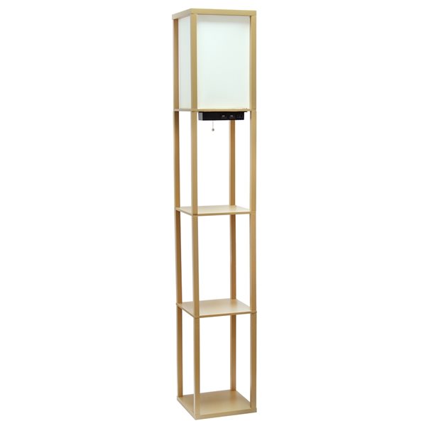 Simple Designs 62.5-in Brown Cube Floor Lamp LF1037-TAN | RONA