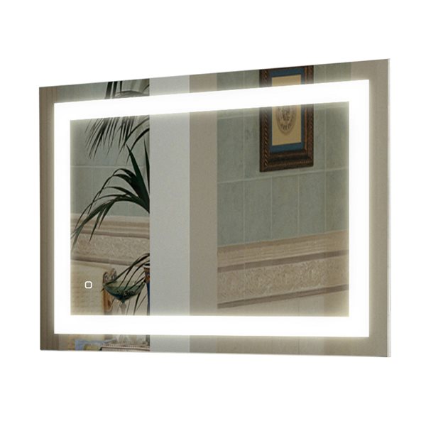 KINWELL 32-in Lighted LED Fog Free Glass Rectangular Frameless Bathroom ...