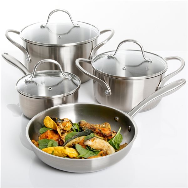 Oster Cuisine 7-piece Gainsford Stainless Steel Cookware Set Lids ...