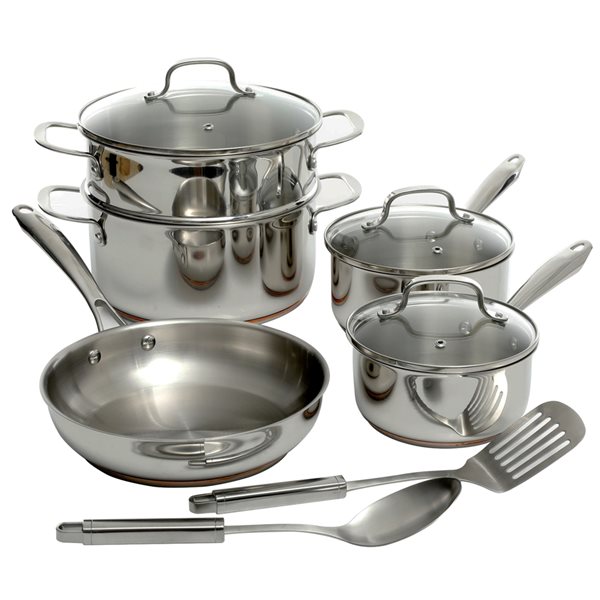Oster Cuisine 10-piece Kellerton Stainless Steel Cookware Set Lids ...