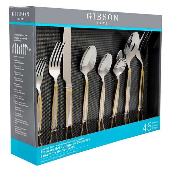 Gibson Home Grand Abby Silver Traditional Flatware Set - 45-Pack ...