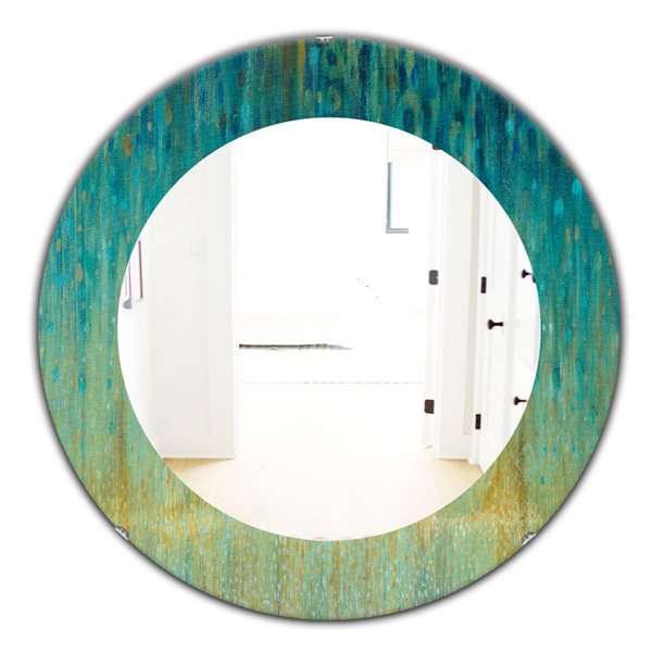 Designart 24-in x 24-in Rain Abstract Panel Round Polished Wall Mirror ...
