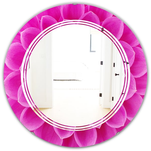 Designart 24-in x 24-in Large Pink Flower and Petals Round Polished ...