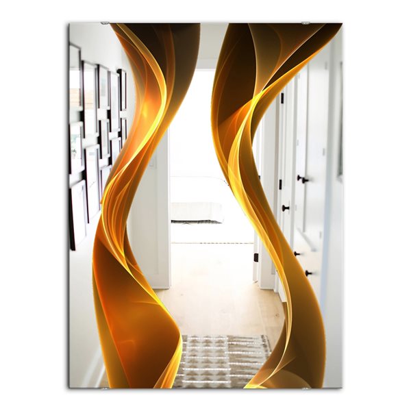 Designart 35.4-in x 23.6-in Straight Pink Waves Rectangle Polished Wall ...