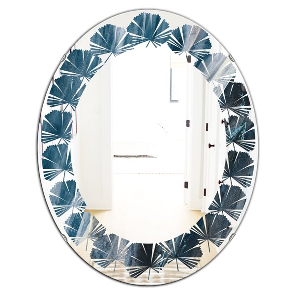 Designart 31.5-in x 23.7-in Splash Blue Indigo Oval Polished Wall ...