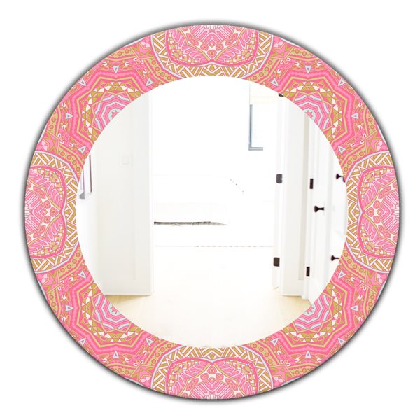 Designart 24-in x 24-in Pink Spheres 4 Bohemian and Eclectic Mirror ...