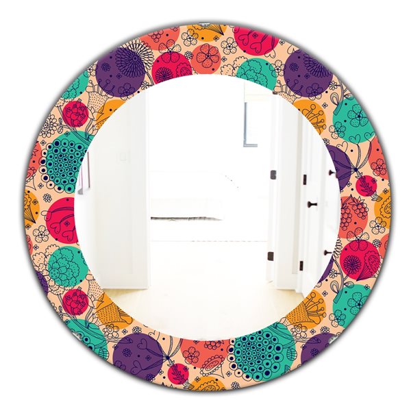 Designart 24-in x 24-in Flowers Motif Pattern Modern Mirror MIR18647 ...