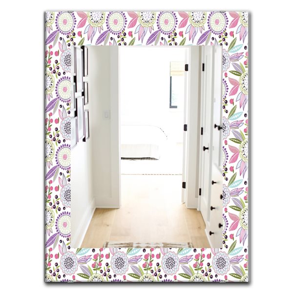 Designart 35.4-in x 23.6-in Pink Blossom 9 Modern Rectangular Mirror | RONA