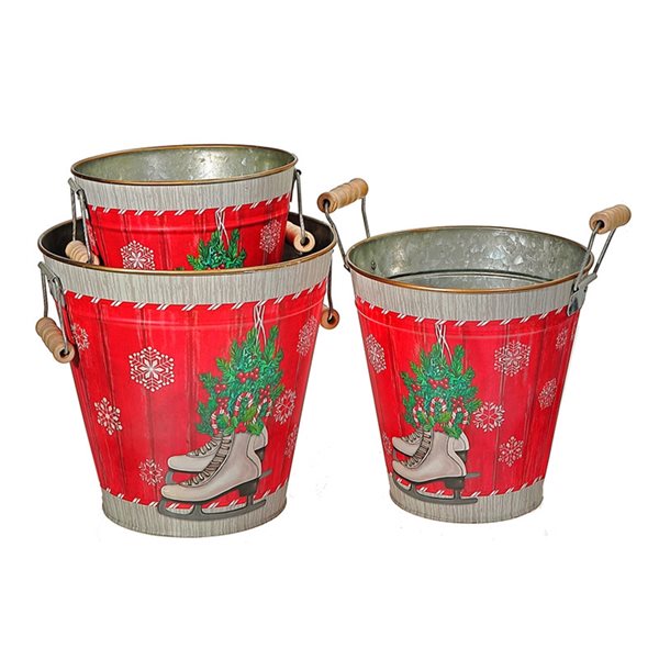iH casadécor Red Metal Planter - Set of 3 XM-ME1031SK | RONA