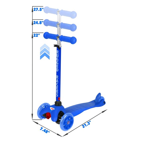 Rugged Racers 3-Wheel Blue with LED Lights Kids Scooter BH19897 | RONA