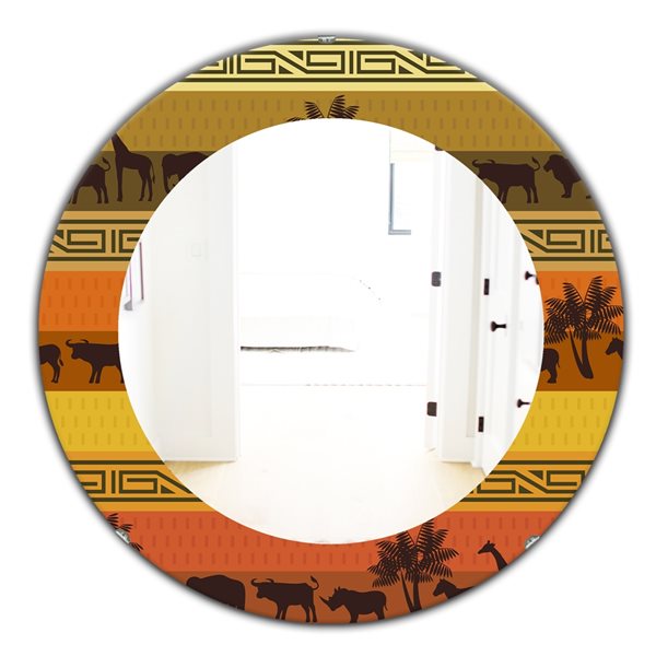 Designart Canada 24-in L x 24-in W Round African Wildlife Polished Wall ...