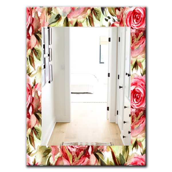 Designart Canada Rectangle 35.4-in L x 23.6-in W Pink Blossom Polished ...