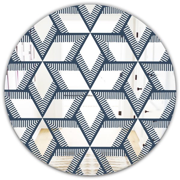 Designart Rhombus Pattern Round 24-in L x 24-in W Polished Mid-Century ...
