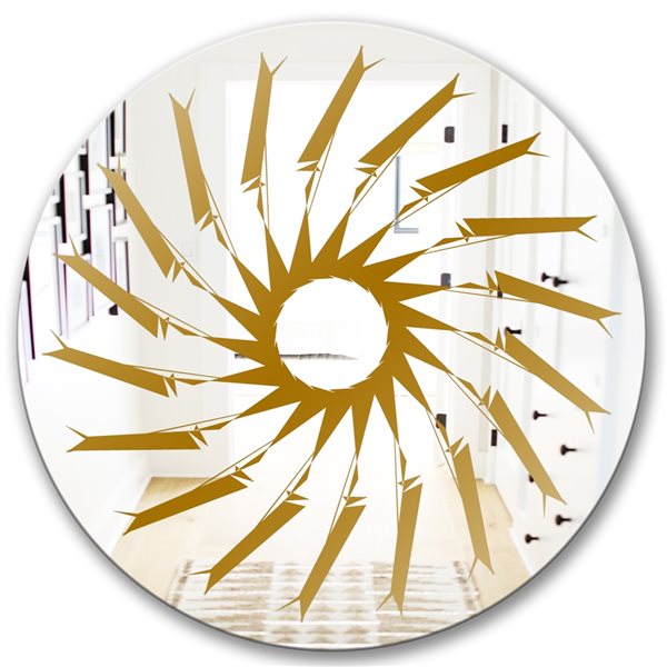 Designart Gold Sunburst I Round 24-in L x 24-in W Polished Glam Wall ...