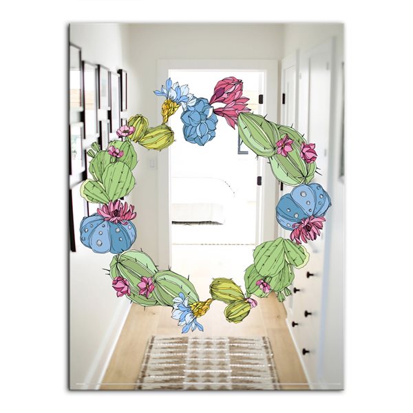 Designart Cactus 1 Rectangular 35.4-in L x 23.6-in W Polished Farmhouse ...