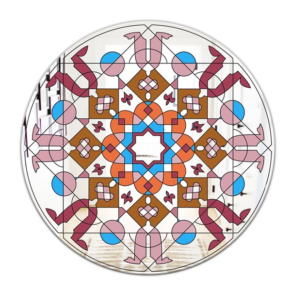 Designart Shades of Red Glass Round 24-in L x 24-in W Polished Mid ...