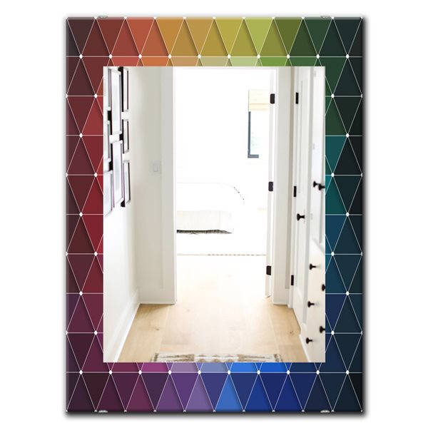 Designart Blue Triangular Colourfields Modern Mirror - 35.4-in x 23.6 ...