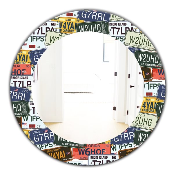 Designart 24-in x 24-in Blue US California Licence Plates Modern Mirror ...