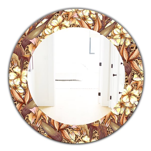 Designart 24-in x 24-in Brown Pattern with Exotic Flowers Bohemian and ...