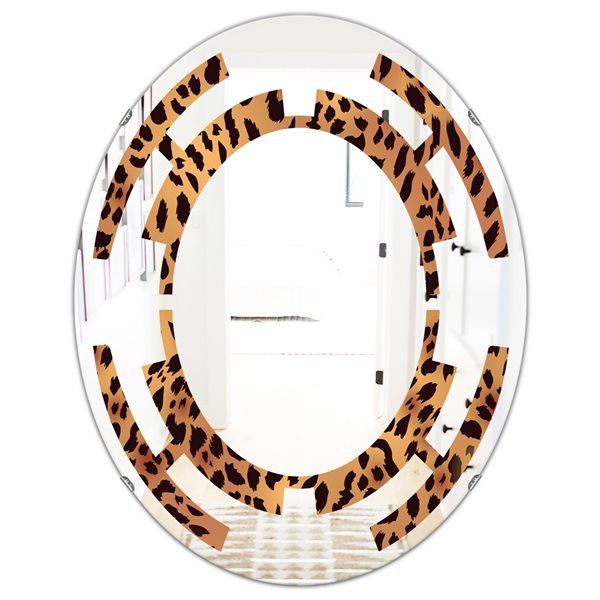 Designart 31.5-in x 23.7-in Leopard Fur Safari III Modern/Oval Wall ...