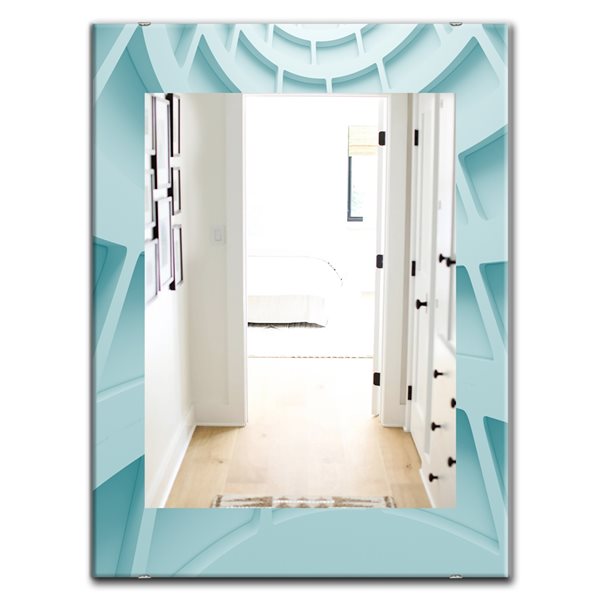 Designart 35.4-in x 23.6-in Blue Light Blue Waves Modern Mirror | RONA