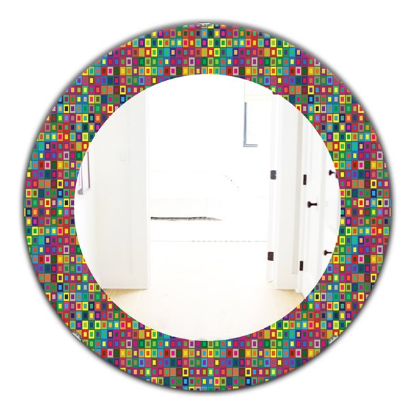 Designart 24-in x 24-in Yellow/Gold Colors Squares Abstract Pattern ...