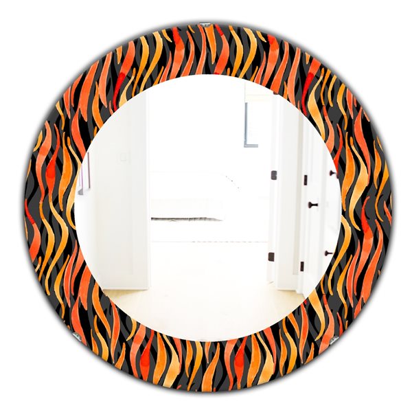 Designart 24-in x 24-in Black Fire Flame Pattern Modern Mirror MIR18939 ...