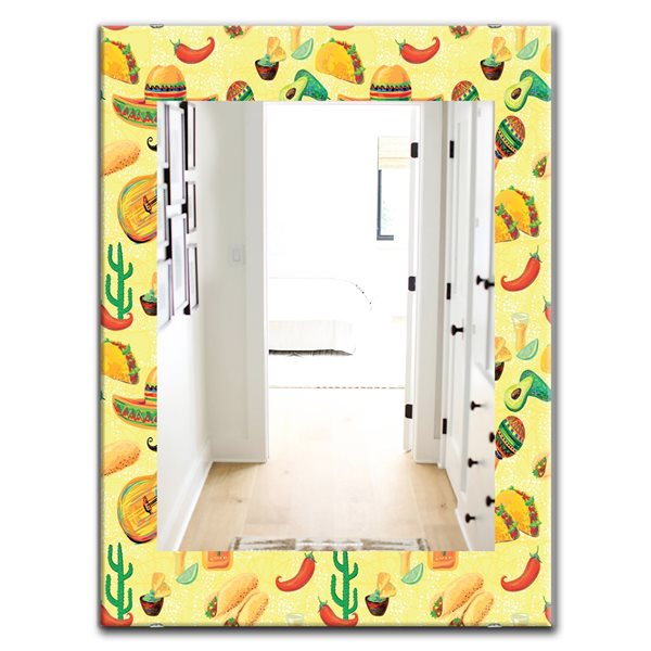 Designart 35.4-in x 23.6-in Yellow/Gold Mexican Music Pattern Bohemian ...