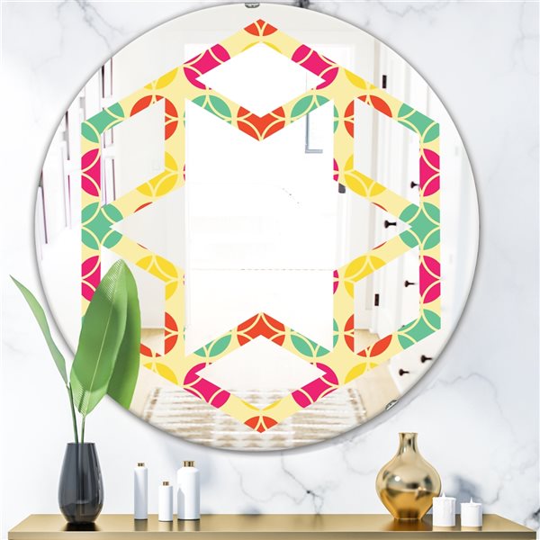 Designart 24-in Retro Circular Pattern VII Modern Polished Round Wall ...