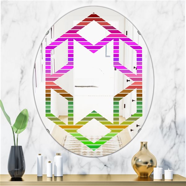 Designart 31.5-in x 23.7-in Horizontal Retro Geometrical Pattern II ...