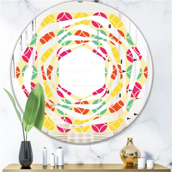 Designart 24-in Multicolour Retro Circular Pattern VII Round Wall ...