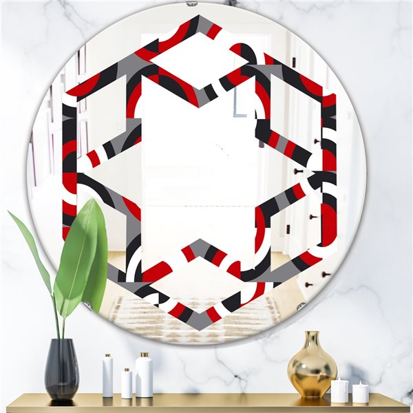 Designart 24-in Retro Circular Pattern Geometrical Modern Round Mirror ...