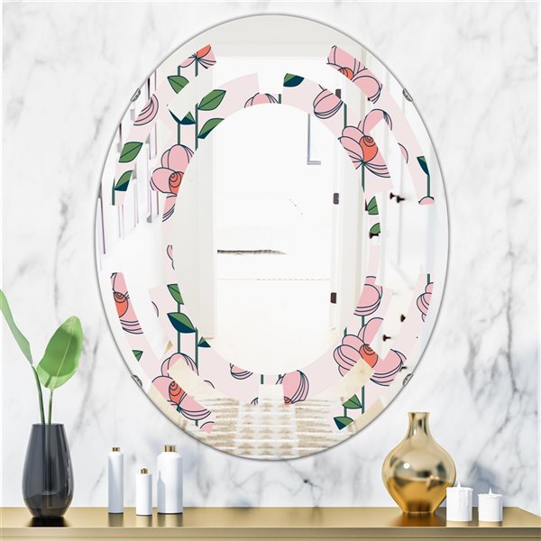Designart 31.5-in x 23.7-in Pink Floral Botanical Retro XII Cottage ...