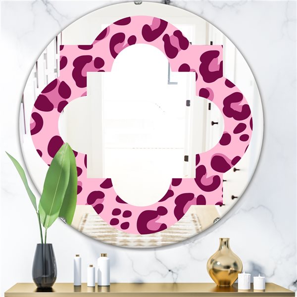 Designart 24-in Pink Leopard Pattern Round Wall Mirror MIR24343-C7-C24 ...
