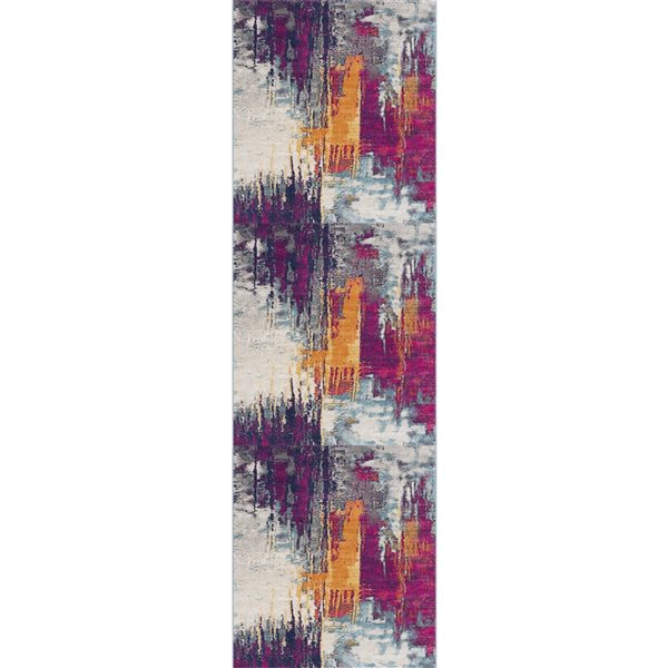 Rug Branch Abstract Mid-Century Modern Purple Orange Indoor Runner Rug ...